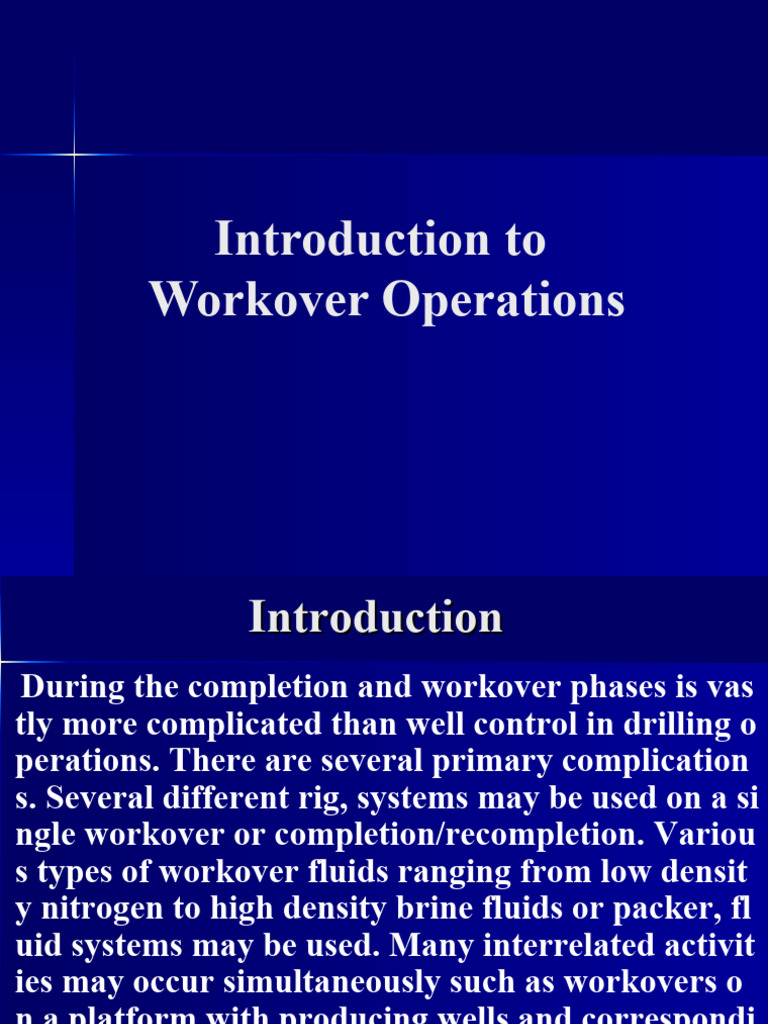 Introduction To Workover Operation | PDF | Casing (Borehole) | Chemical ...