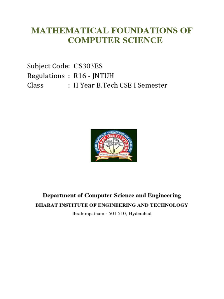 CSE-MFCS | PDF | Discrete Mathematics | Engineering CSE-MFCS | PDF | Discrete Mathematics | Engineering