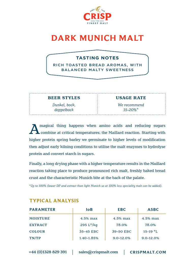 CRISP DATA SHEET _ Speciality Malts | PDF | Beer | Malt