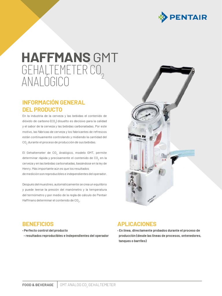 Haffmans GMT Gehaltemeter CO2 Analógico | PDF | Dióxido de carbono ...