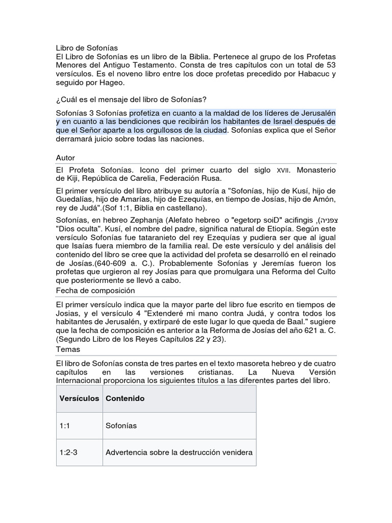 Libro de Sofonías Explicado Telogicamente | PDF | Contenido bíblico | Textos Religiosos