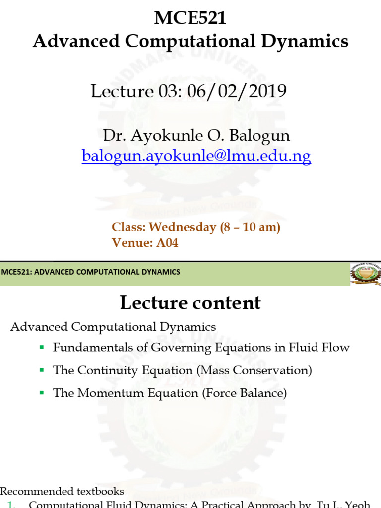 MCE521 Lecture III | PDF | Force | Fluid Dynamics