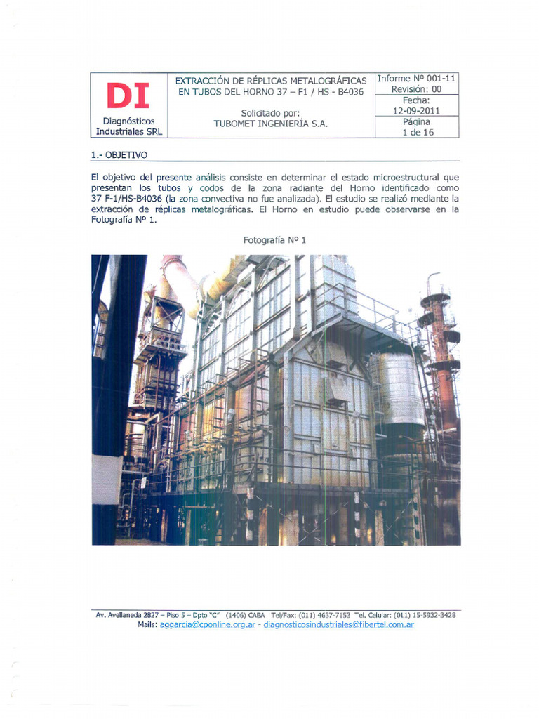 Extraccion de Rep. Metalograficas Horno 37-F1 HS-B4036 | PDF