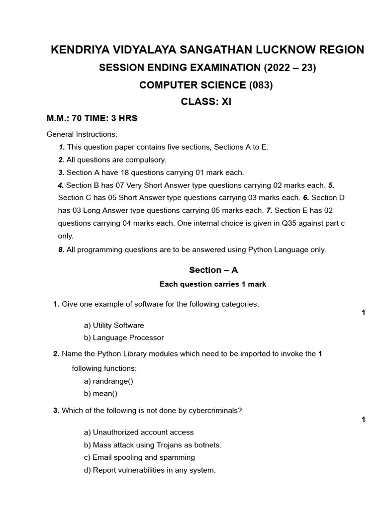 Xi CS QP | PDF | Byte | String (Computer Science)