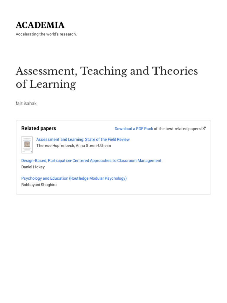 Assessment Teaching Theories of Learning-With-Cover-Page-V2 | PDF ...