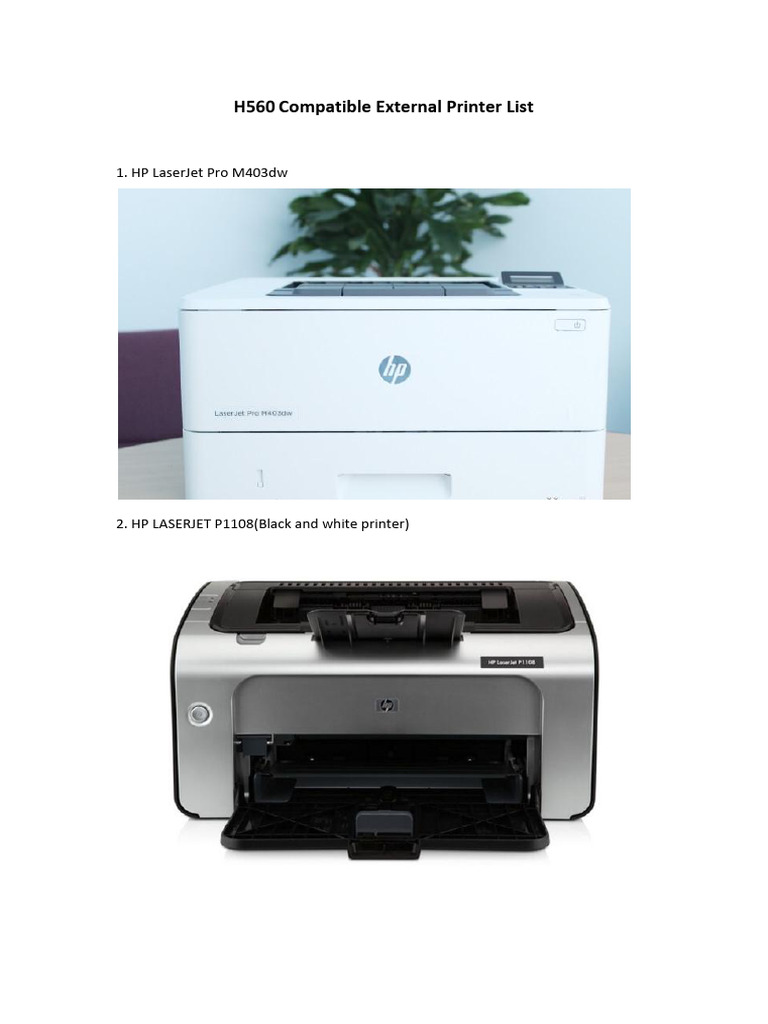 H560 Compatible External Printer List-6b490c8f | PDF