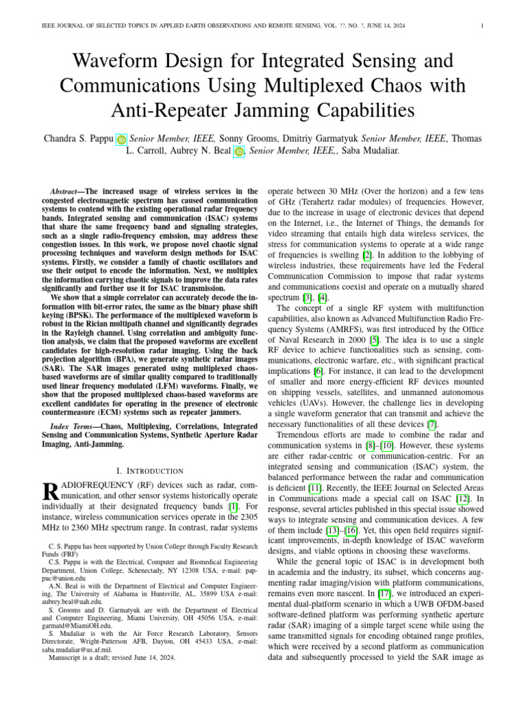 Ieee Jstar Rev0 | PDF | Chaos Theory | Modulation