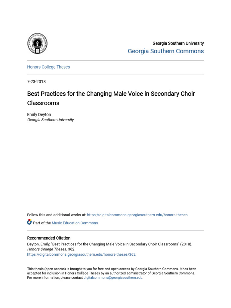 Best Practices For The Changing Male Voice in Secondary Choir Cla | PDF ...