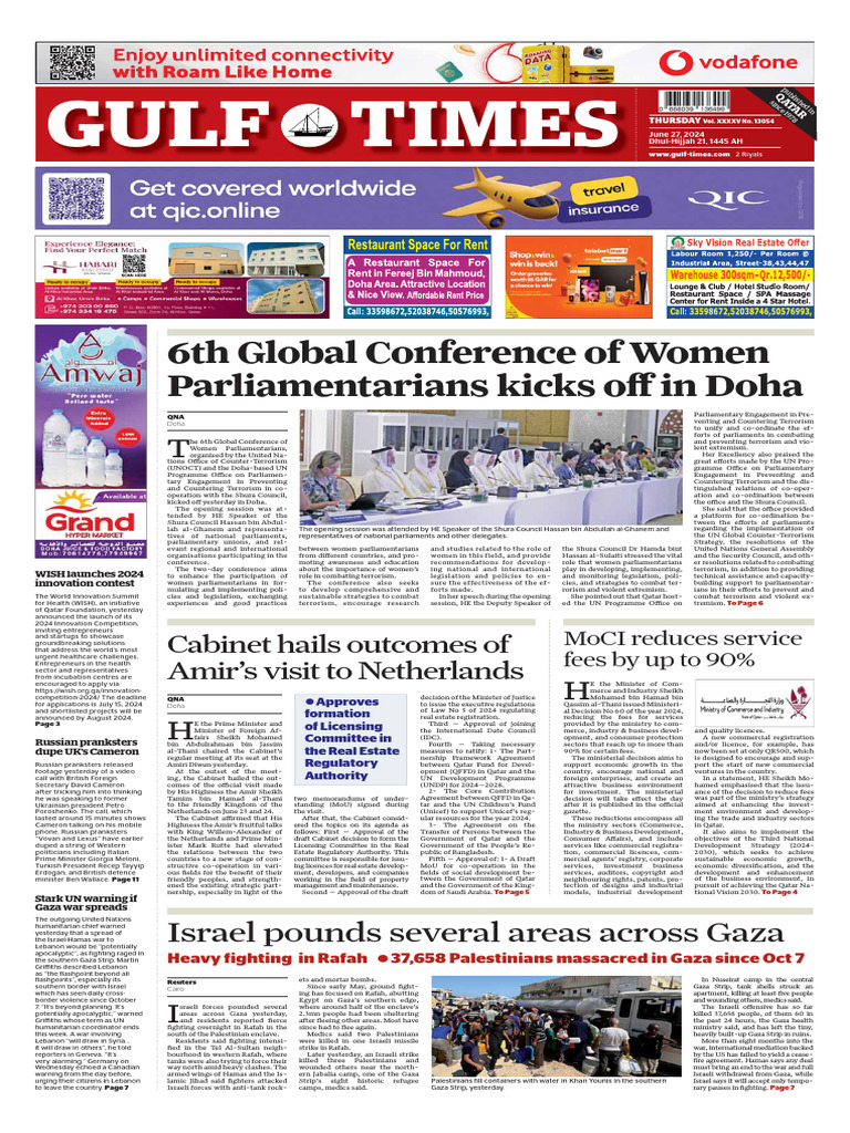 Gulf Times (27-06-2024) | PDF | Gaza Strip | Rafah