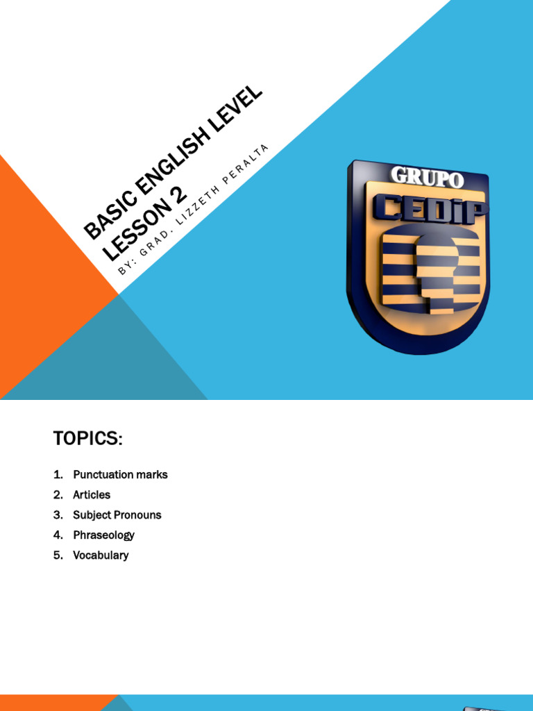 Basic English Level (Lesson 2) | PDF | English Language | Grammatical ...