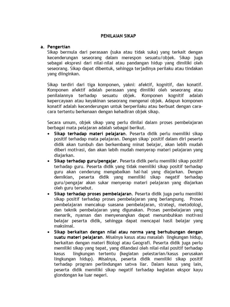 Teknik Penilaian Sikap | PDF