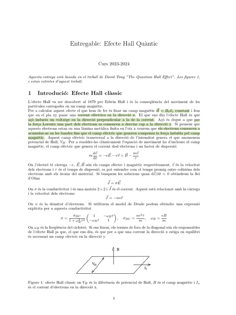 Entregable Efecte Hall Quàntic | PDF