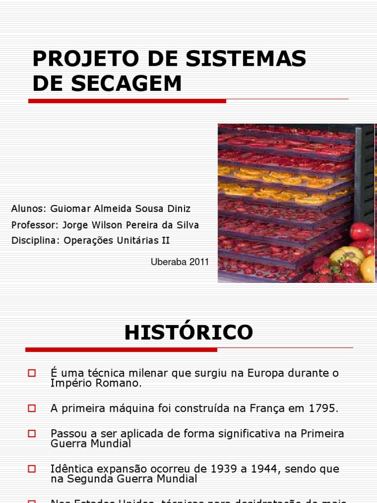 Projeto de Sistemas de Secagem | PDF | Umidade | Umidade relativa