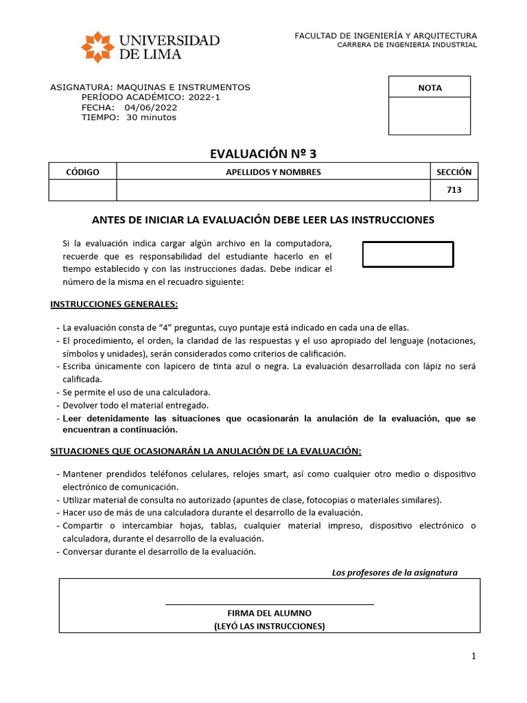 Evaluacion Con Calculadora 2022 713 NOTA 3 | PDF | Calculadora