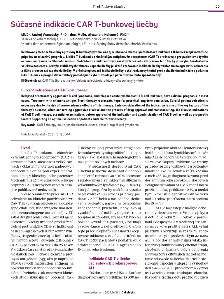 ONKO - 1 - 2021 - Final - Vranovsky-1 | PDF
