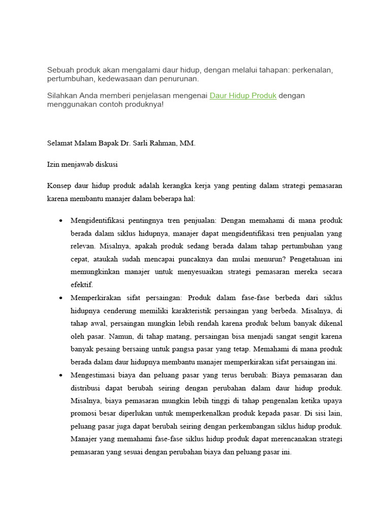 Diskusi Sesi 5 Manajemen Pemasaran | PDF | Karier & Perkembangan | Pengelolaan Keuangan & Uang