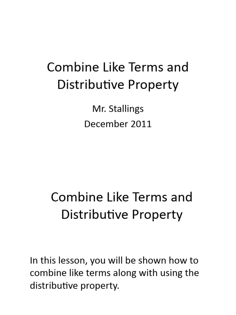 Distributive Property With Combine Like Terms | PDF | Mathematics | Algebra