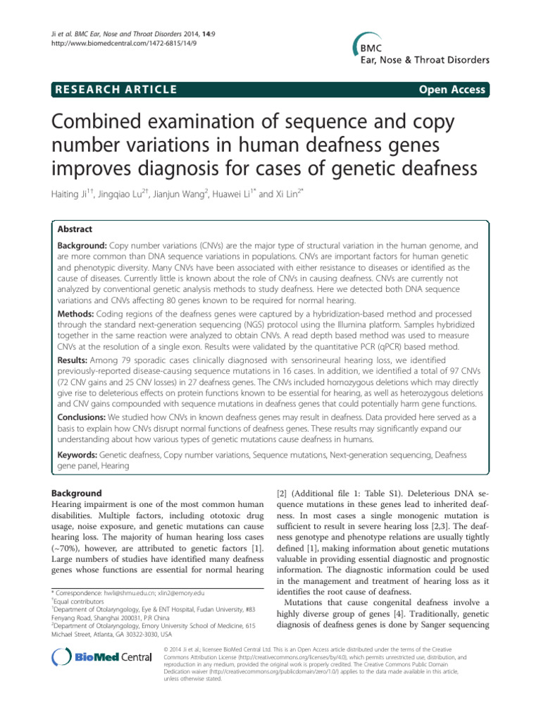 Sem 1 Combined Examination of Sequence and Copy Genes Deafness 2014 ...