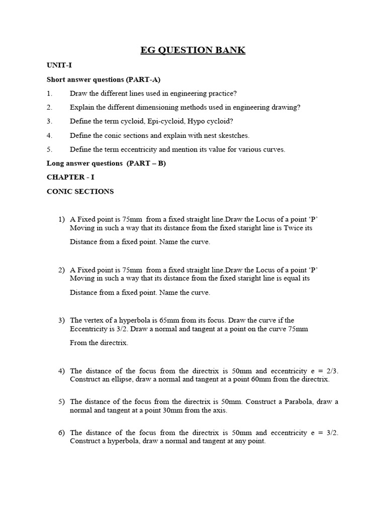 Eg Unit Wise Question Bank | PDF | Classical Geometry | Geometric Objects