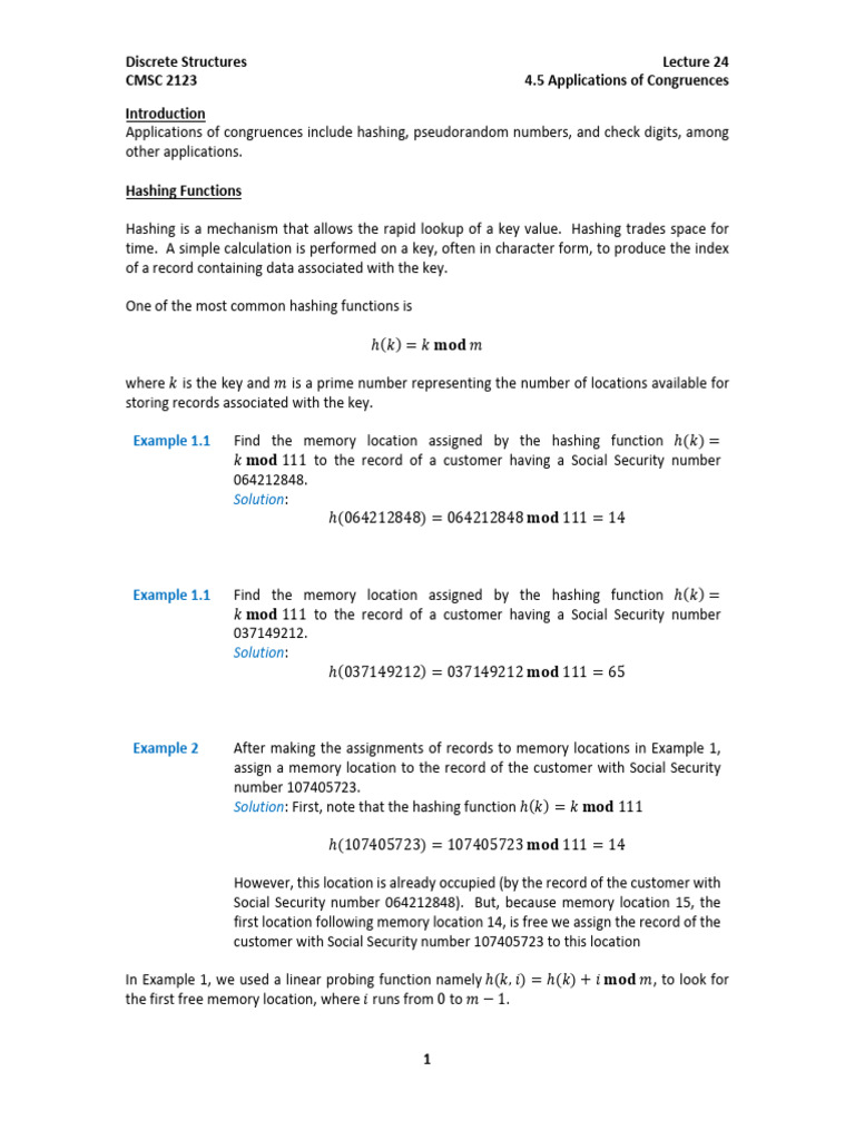 Cryptography and Modular Arithmetic (University of Central Oklahoma) | PDF | Theoretical ...