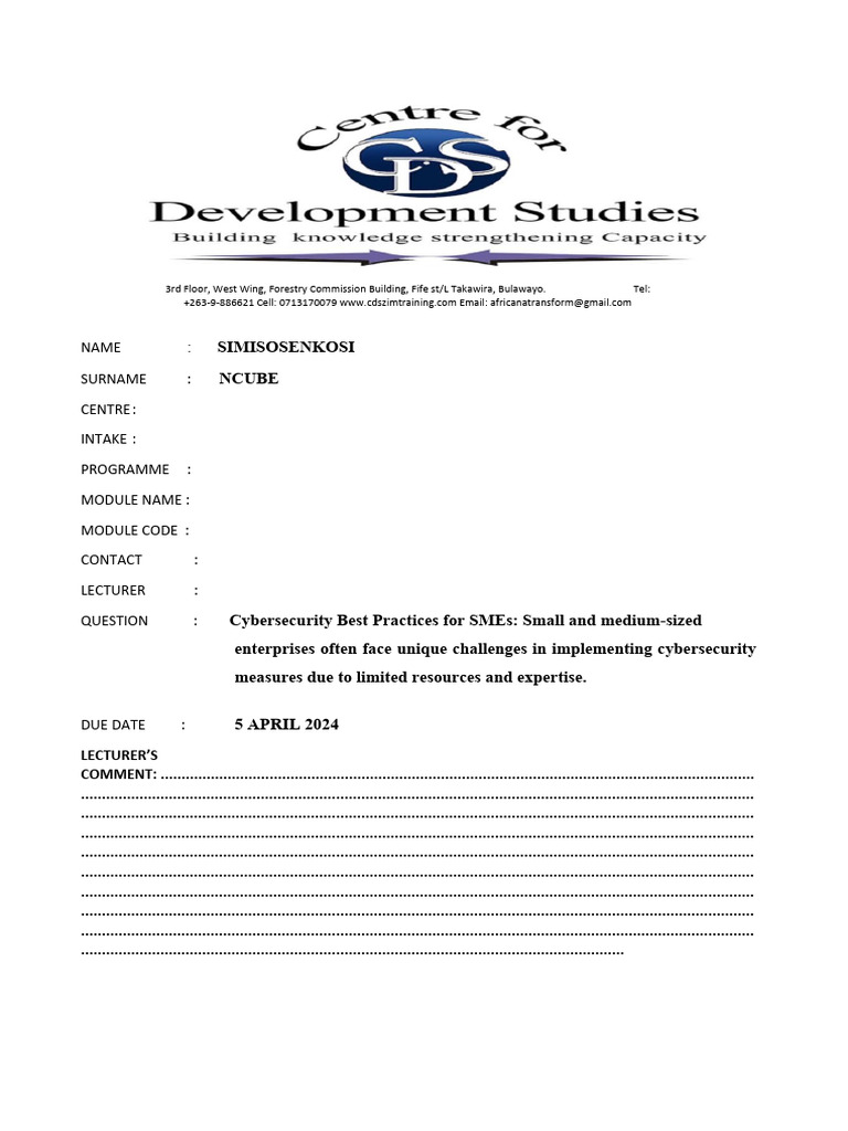 Ncube S Project Proposal | PDF | Computer Security | Security