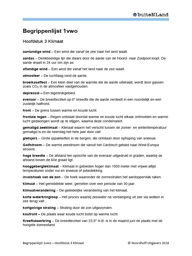 BNL4 1vwo H3 Begrippenlijst | PDF