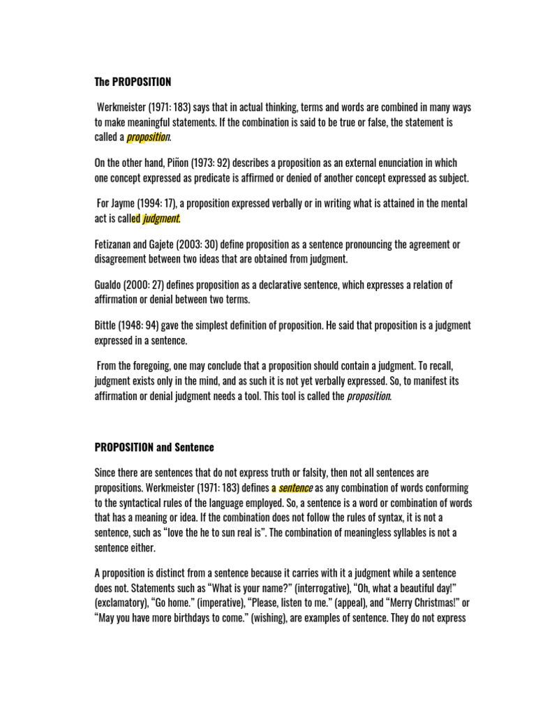 A The PROPOSITION | PDF | Proposition | Verb