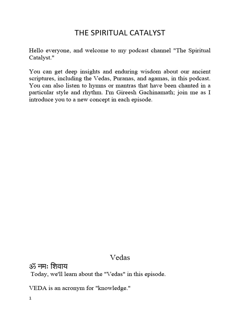 The Spiritual Catalyst-E | PDF | Vedas | Hindu Texts