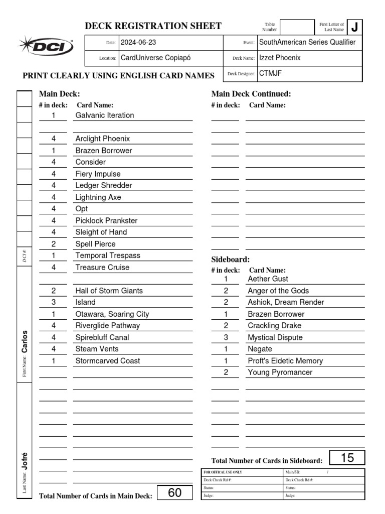 Deck List | PDF | Collecting | Card Games