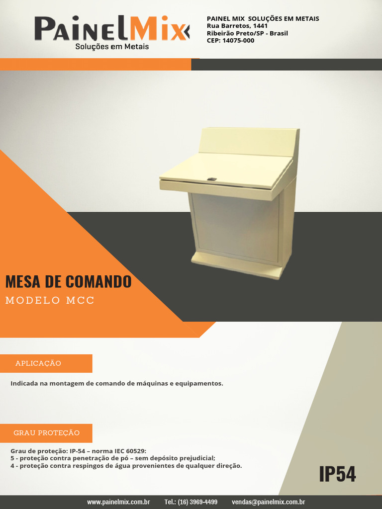 Mesa de Comando MCC em Aço Carbono IP54 | PDF