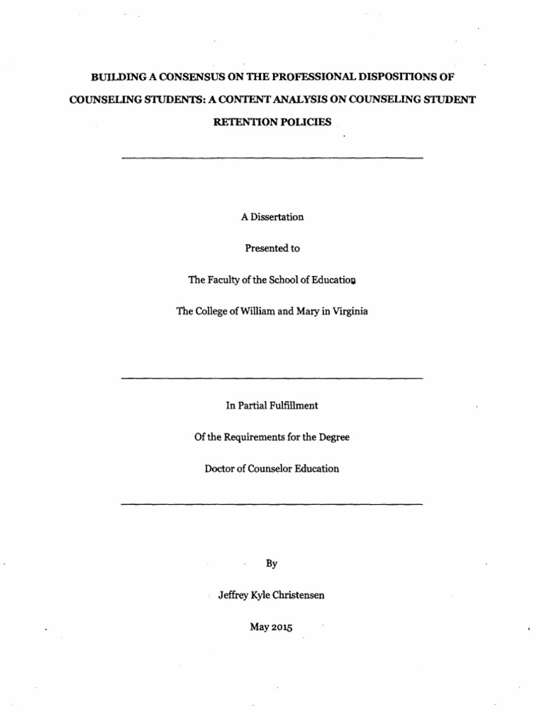 Building A Consensus On The Professional Dispositions of Counseling Students: A Content Analysis ...