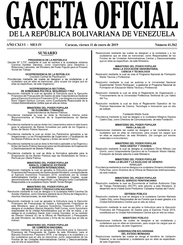 G-O-41.562-Providencia-A.-049 11-Enero-2019 Parametro Inspeccion y Procedimiento | PDF