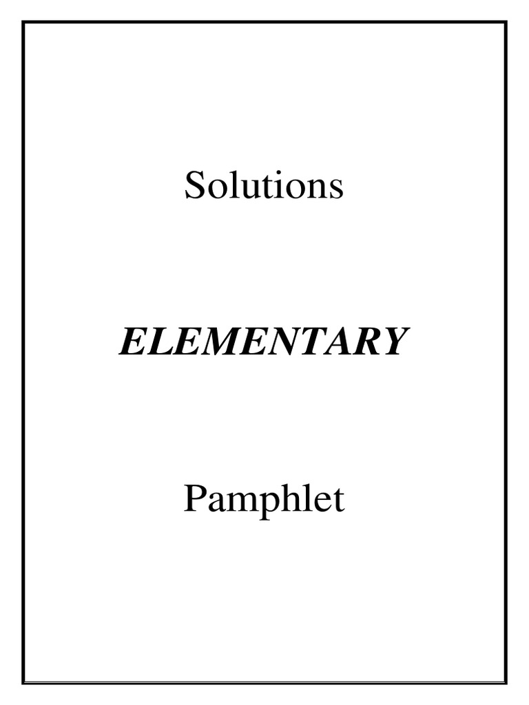 Solution Elem Pamphlet 3e | PDF | Workweek And Weekend