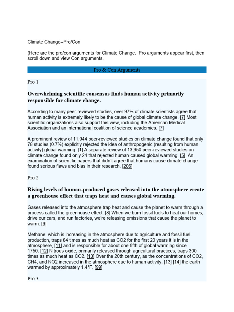 Climate Change - Pro - Con | PDF | Climate Change | Oceans