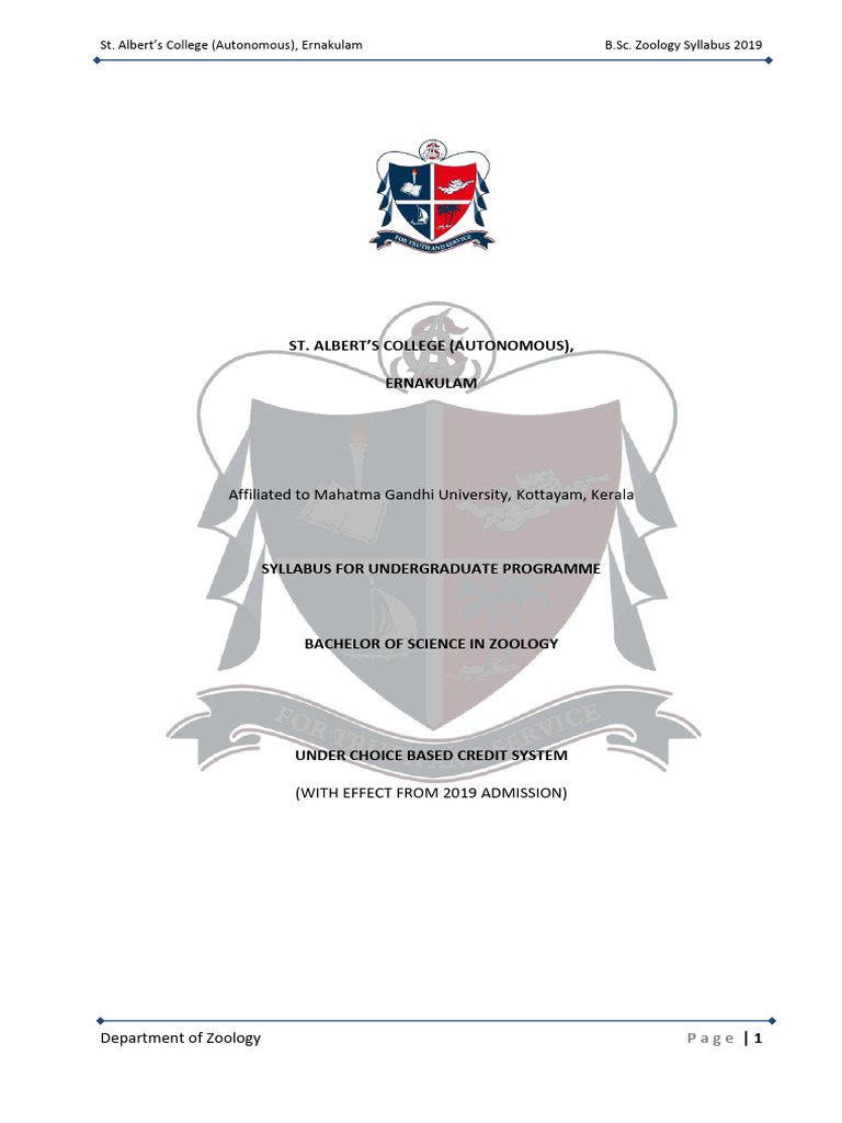 B.SC - Zoology Syllabus 2019 | PDF | Curriculum | College