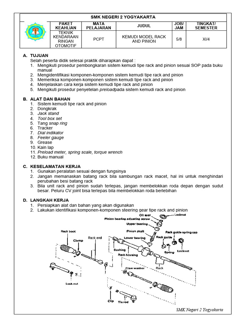 5.jobsheet 5 Kemudi Rack and Pinion | PDF
