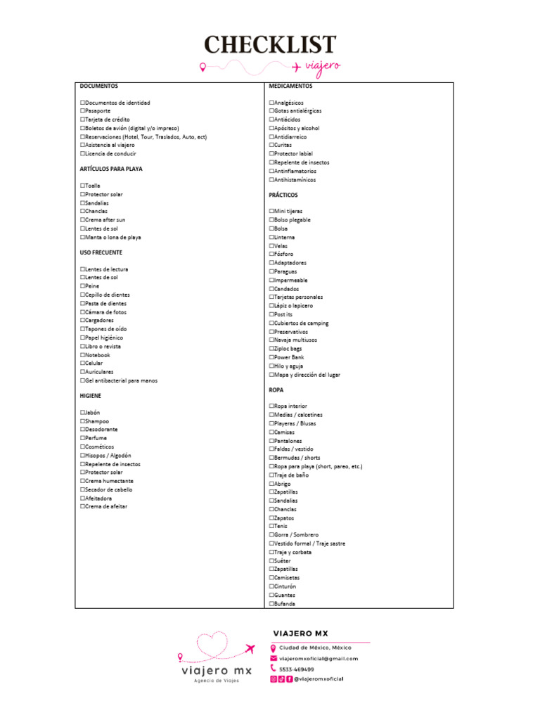 Checlist Viajero | PDF | Moda | Ropa