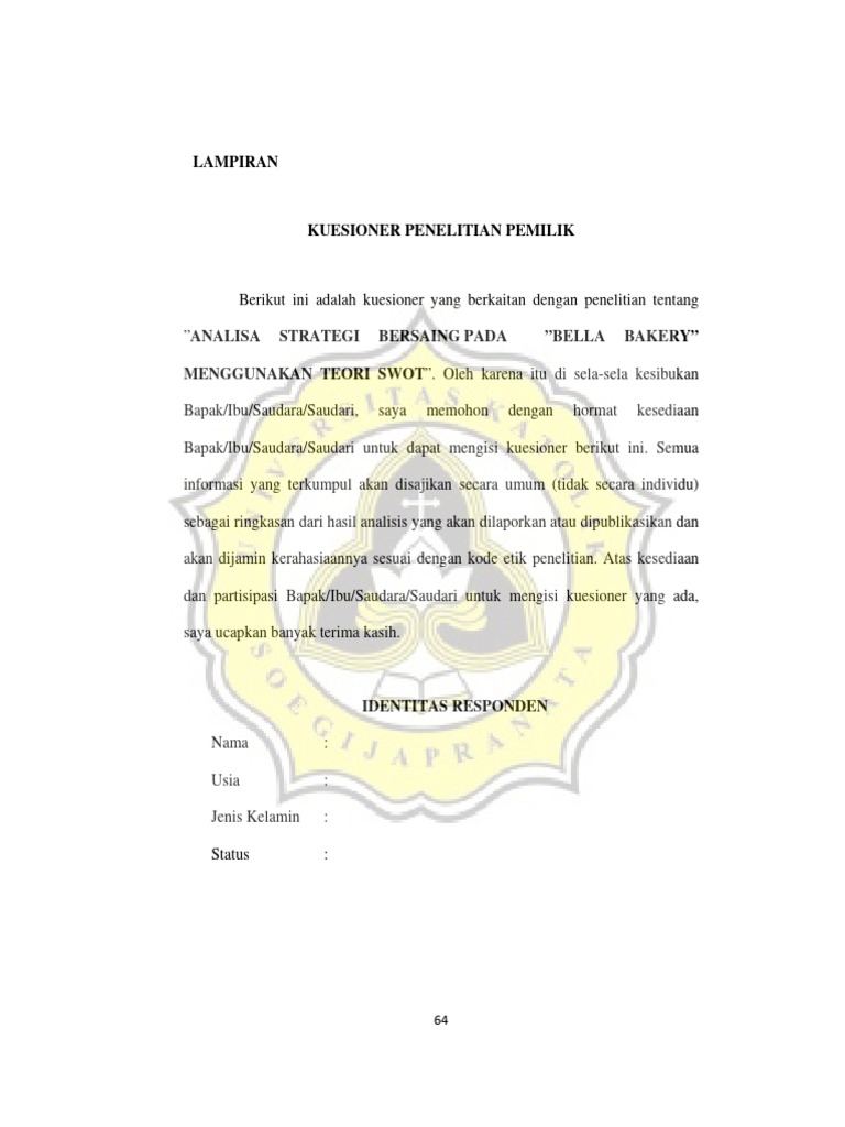 Aminoto, E. (2017) - Strategi Pada Bella Bakery Berdasarkan Analisis ...