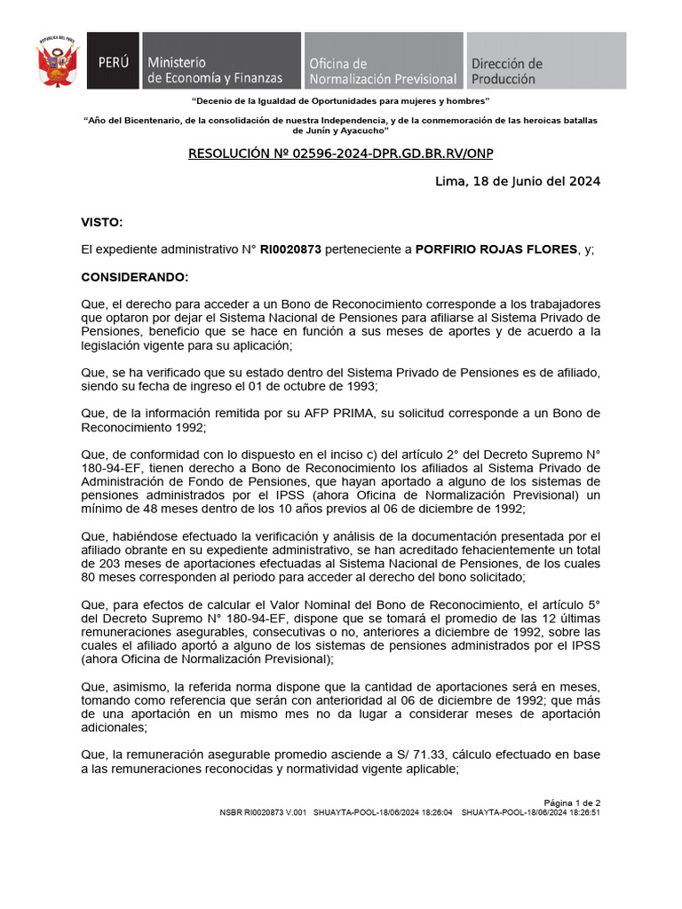 Msj-Rojas Flores Porfirio | PDF | Pensión | Gobierno