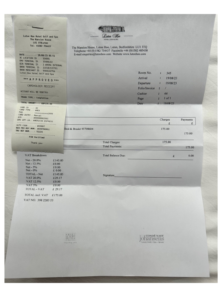 Hotel Receipt | PDF