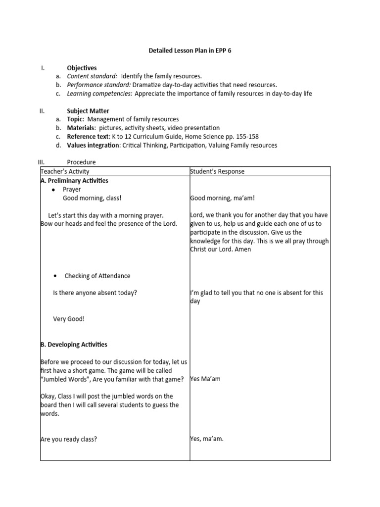 Detailed Lesson Plan in EPP 6 | PDF | Trees | Plants