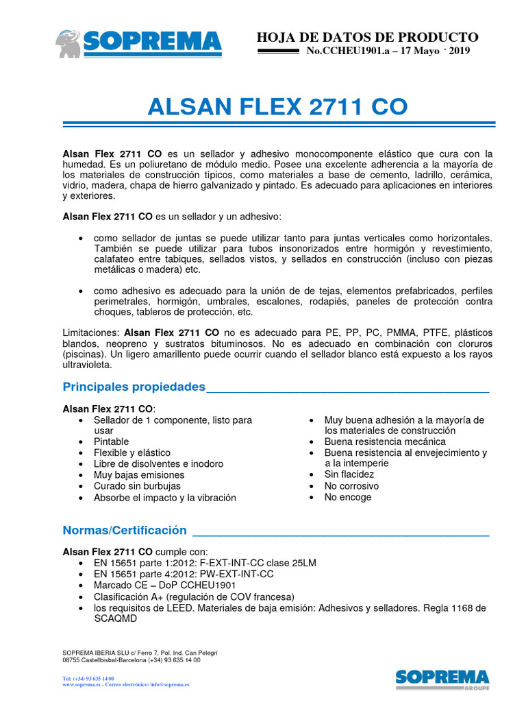 FT-ES - Alsan Flex 2711 CO | PDF | Materiales