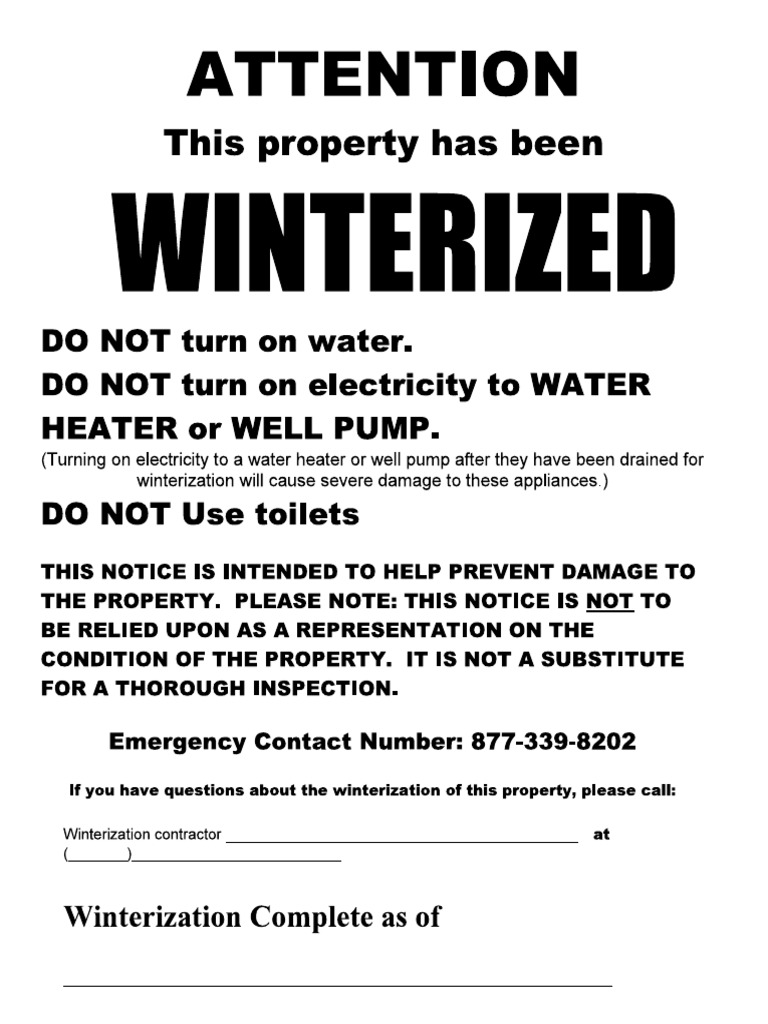 Winterization Sticker - Cyprexx | PDF