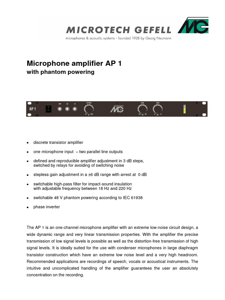 AP1_english | Download Free PDF | Amplifier | Microphone
