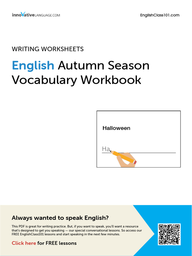 English Autumn Season Vocabulary Workbook | PDF