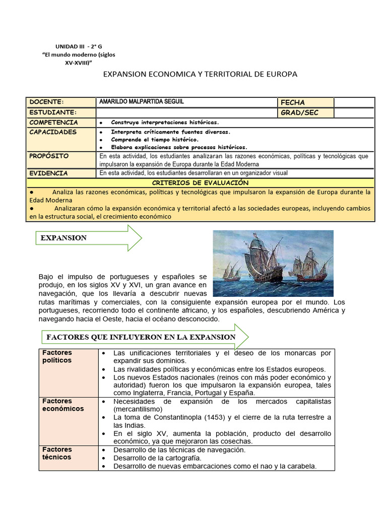 Ficha de Activ CCSS 2° - Sem 5 | PDF | Cristobal colon | España