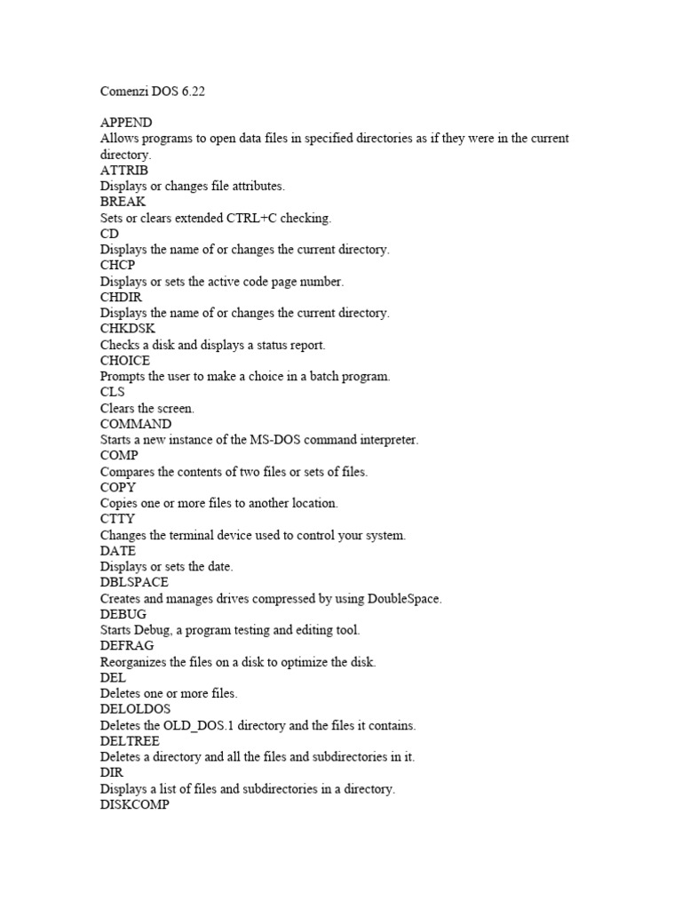 Comenzi DOS 6 | PDF | Computer File | Command Line Interface