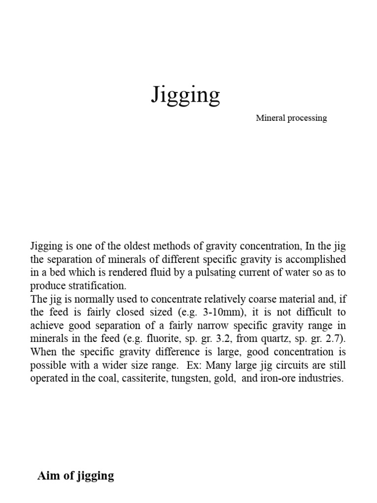 Jigging: Mineral Processing | PDF | Force | Acceleration