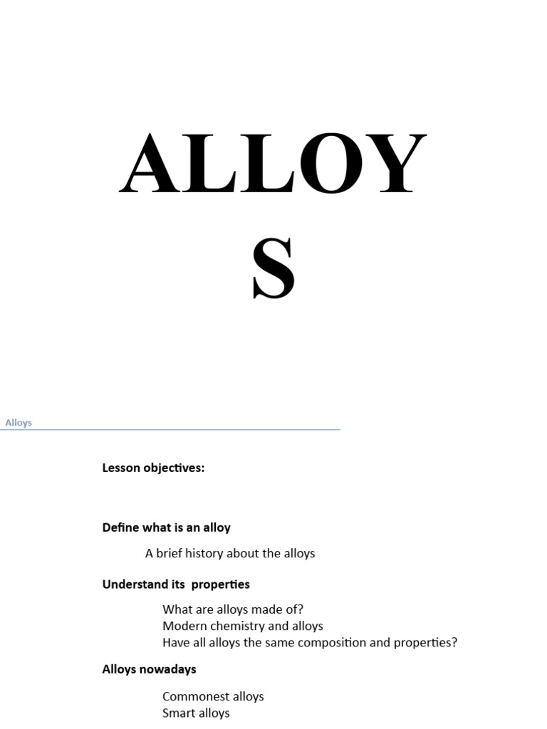 Alloys Lesson | PDF | Alloy | Metals