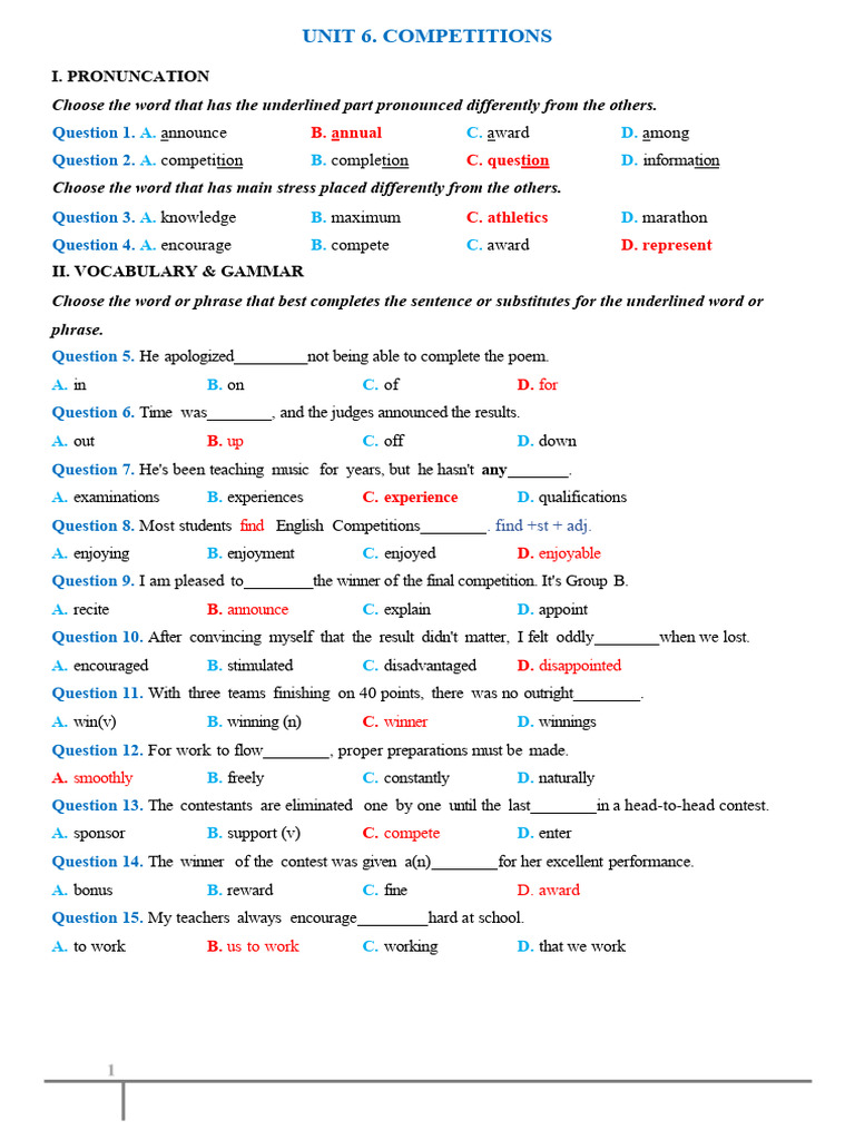 EXERCISES UNIT 6 - 11A5 | PDF